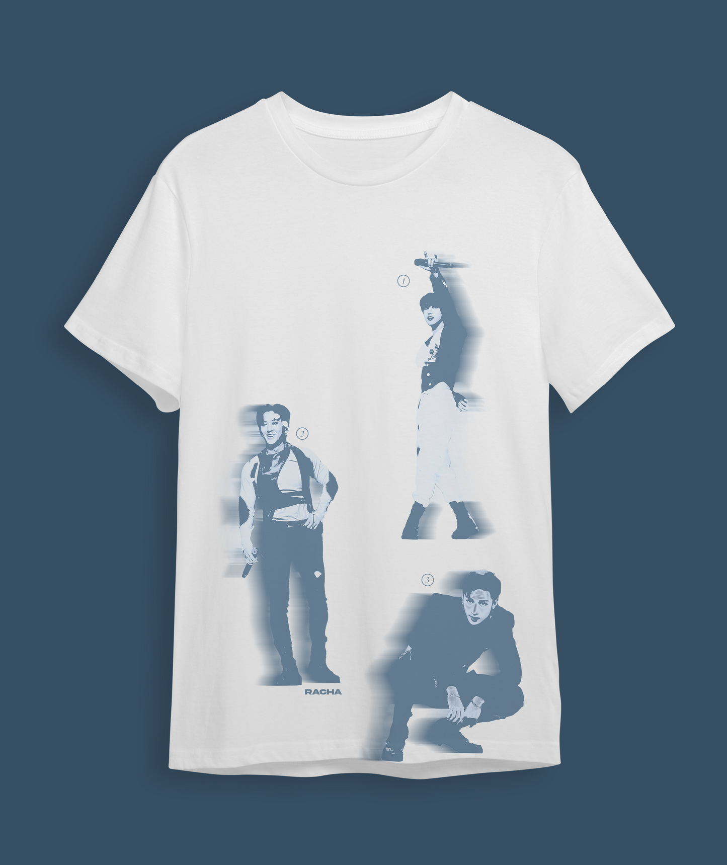 3RACHA Blue and White T-Shirt – rmdesignstudio